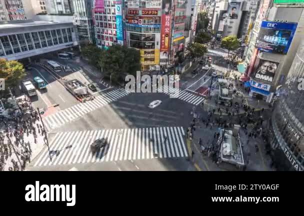 Tokyo, Japan - Nov 5, 2019: Time-lapse of Shibuya scramble crossing ...