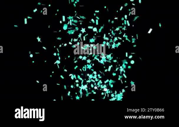Party explosion confetti on black background. 4k 3d render animation of ...