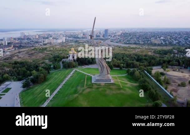 In the light of the setting sun. Sculpture The Motherland Calls! - the ...