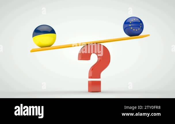 3D animation swing on the question mark with balls of flags of ...