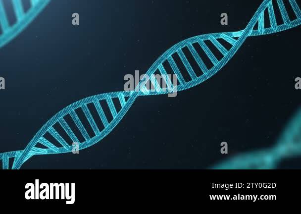Rotated 3D rendered Digital DNA molecule, structure. Concept binary ...