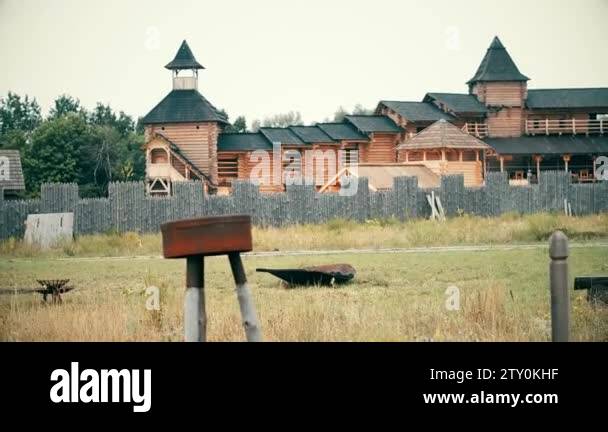 An ancient Slavic pagan city built of wood, excellent scenery for a ...