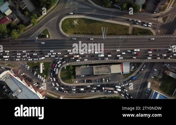 drones eye view traffic jam top view Stock Video Footage - Alamy