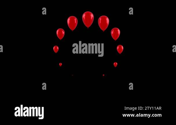 Balloons Form a Loading Circle. Black background, loop, 2 in 1, alpha matte, 3d rendering, 4k ...