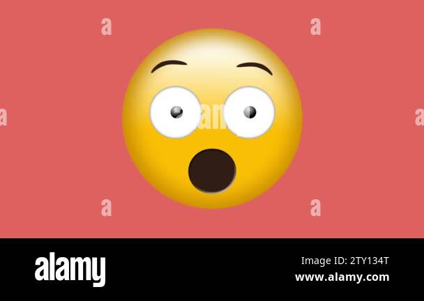 Shocked emoji with mouth open on red background great for social media ...
