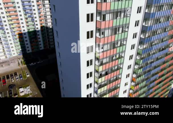 High rise modern living apartments flats balconies Stock Videos ...