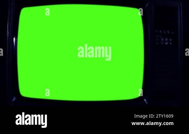 Old Television With Green Screen, Aesthetics of the 80s. Ready to ...