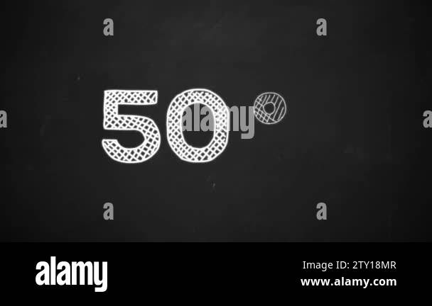 hand drawing of 50 percent symbol with white chalk on blackboard Stock ...