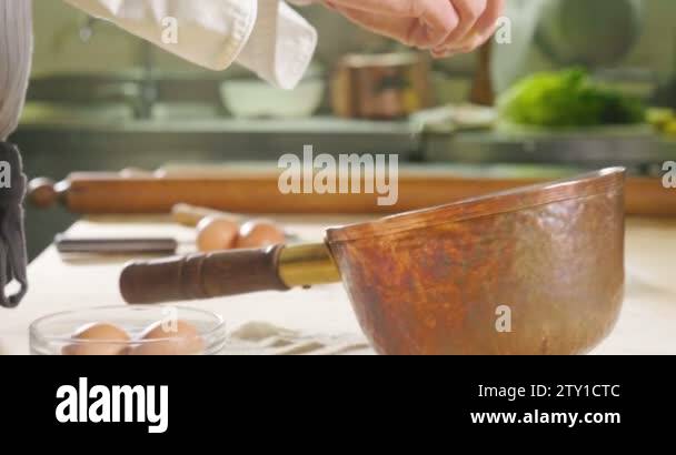 Close-up of a chef preparing ravioli, a typical Italian dish, homemade ...