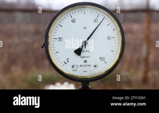 manometer, pipes and faucet valves of gas heating system in a boiler ...