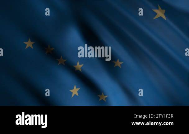 Close-up of waving flag of Alaska. Animation. Animated background with ...