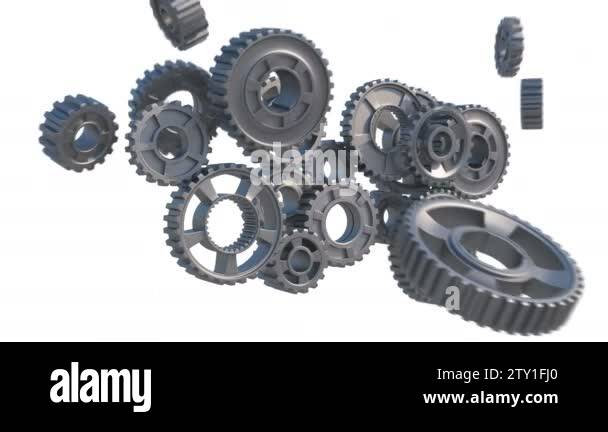 Metal Gears Moving to Center of the Screen and Assembling into Abstract ...