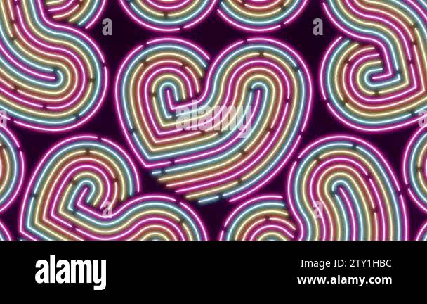 Heart neon dash line lighting moving pattern colorful, technology ...