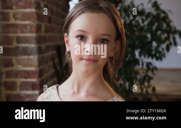 Close up of a teen cute girl face. Portrait shot. Portrait face of a ...