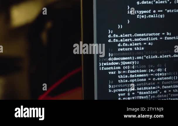 Sliding camera to screen of laptop with source code Stock Video Footage ...