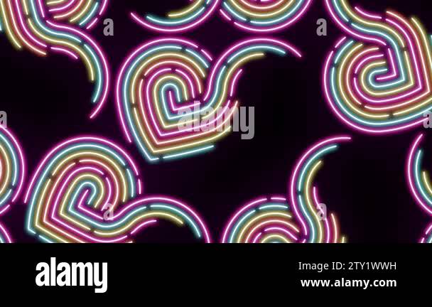 Heart neon dash line lighting moving pattern colorful, technology ...