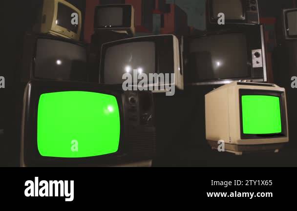 80s TVs with Green Screen. Parallel Dolly Shot. Lighted Tone. Ready to ...