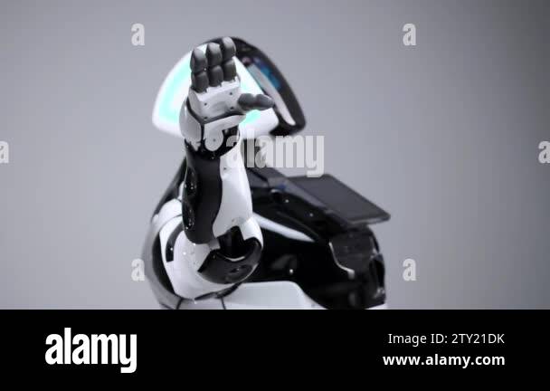 Modern Robotic Technologies. White modern robot in a bright studio ...