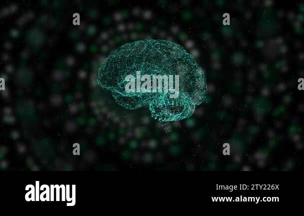 Brain floating in space giving much light and exploding with ideas ...