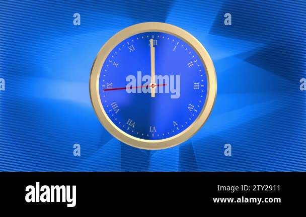 Animated gold clock on a abstract blue digital 3d background. Last 20 ...