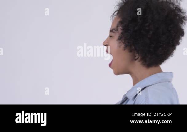 Woman studio shout side profile Stock Videos & Footage - HD and 4K ...