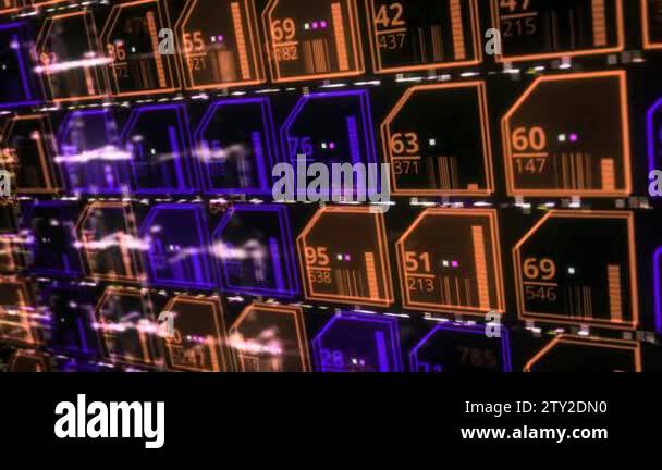 Futuristic computer interface background with cells. Animation. Lots of ...