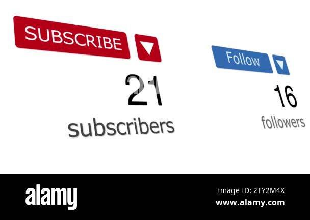 3D close up of Social media subscribers and followers counters on the ...