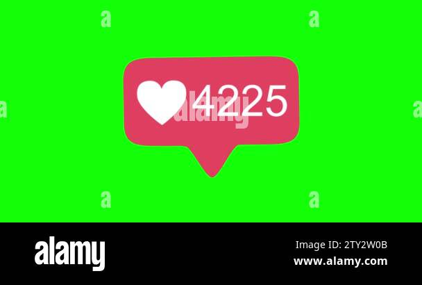 like counter notification sign animation 4K. heart like counter ...