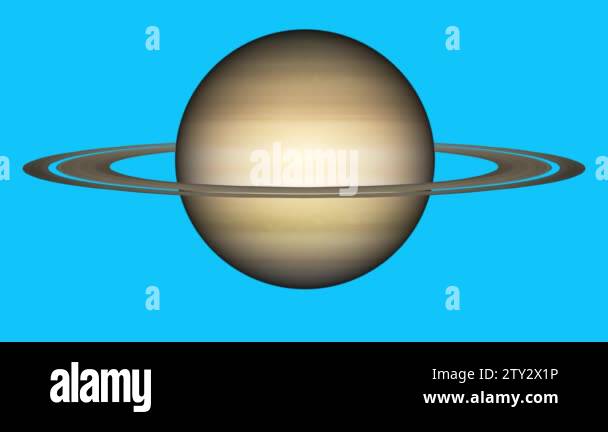 simple Saturn planet model rotating seamless loop animation on green ...
