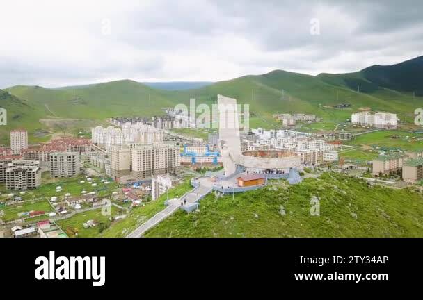 Ulaanbaatar, Mongolia. Memorial to Soviet soldiers on Zaisan Tolgoi. complex in honor of the Red ...
