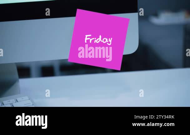 Friday. Days of the week. The inscription on the sticker on the monitor ...