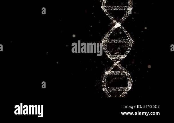 Animated DNA chain model in 3D render, floating on the side of screen ...