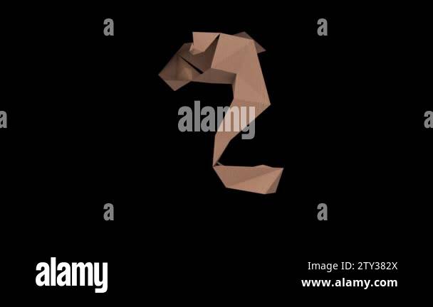 3d animated low polygon cardboard text with alpha channel the character ...