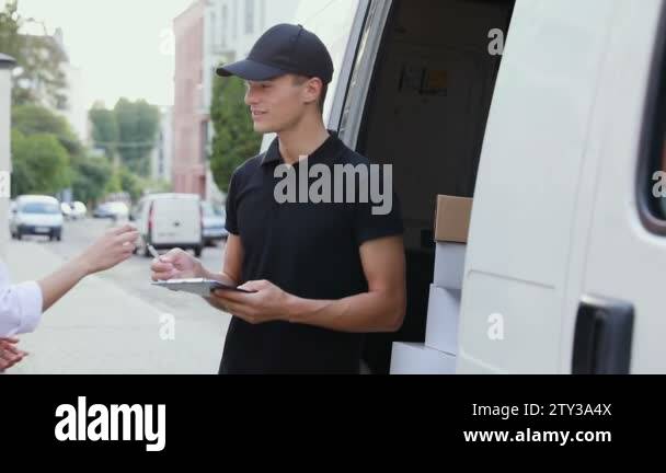 Woman client delivery man Stock Videos & Footage - HD and 4K Video ...