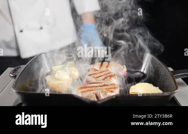 Process of cooking various delicious dishes in popular luxury ...