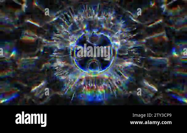 RGB LED screen Occult religion explosion symbols signs on black ...