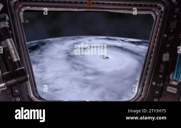 Hurricane Storm tornado as seen through window of International Space ...