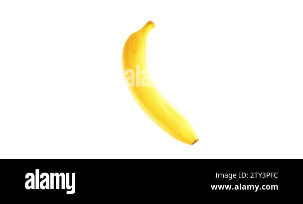 Banana Spinning and Rotating Isolated on White Background Suspended in ...