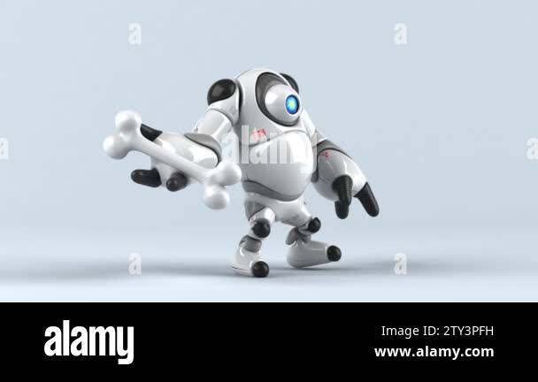 Big robot character with bone - 3D animation Stock Video Footage - Alamy