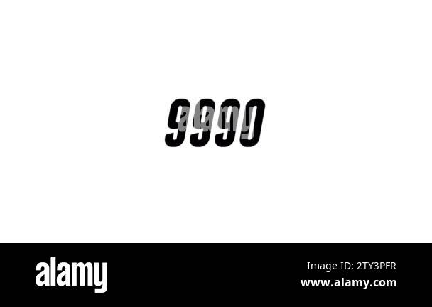 Animated counter 0-10000 black jumping symbols on white background ...