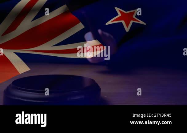 Digitally animation of England Flag and gavel. Judges gavel banging ...