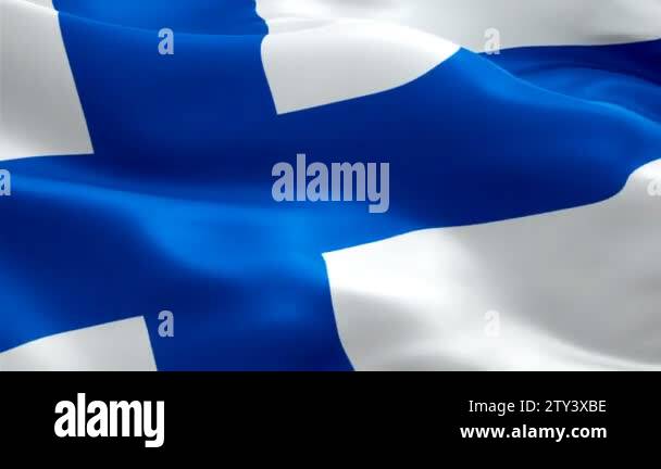 Finland flag video waving in wind. Realistic Finnish Flag background ...