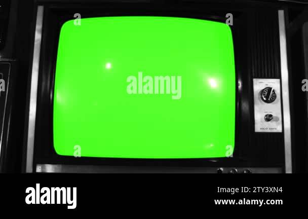 80s TV Green Screen with Many 80s Tvs. Dolly Out. Black and White Tone ...