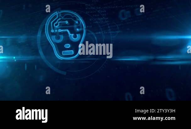 Artificial intelligence with cyber head symbol on digital background ...