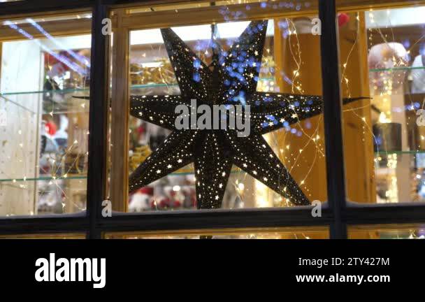 Impressively decorated shop window with New Year's souvenirs in Finland ...