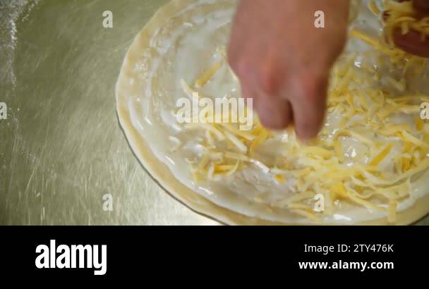 The process of making original Italian raw pizza, preparation in ...