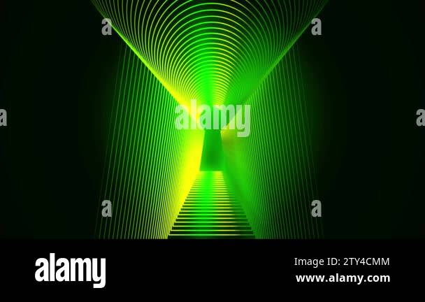 Abstract neon green keyhole icon and the tunnel of same figure ...