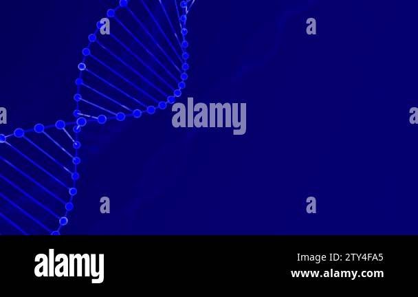 Abstract blue glittering DNA double helix with depth of field ...