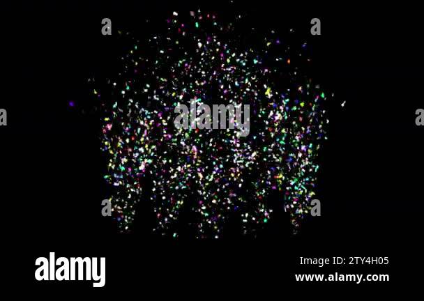 Multicolored Confetti Party Popper Explosions on a Black and Green ...