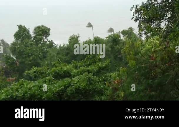 Pabuk typhoon, ocean sea shore, Thailand. Natural disaster, eyewall ...